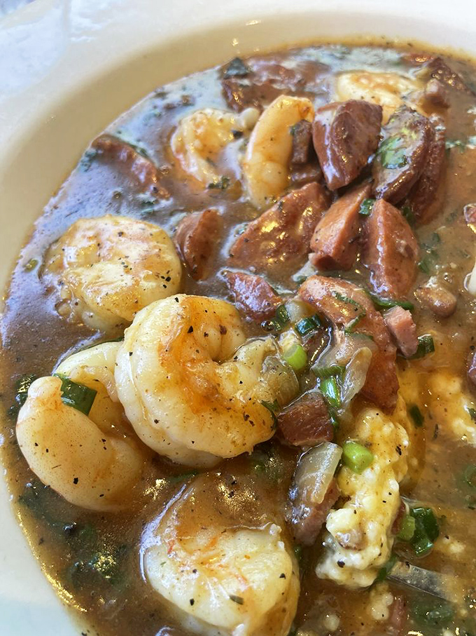 The close-up that launches a thousand road trips. Those plump shrimp and creamy grits have probably appeared in more North Carolinian dreams than winning the lottery.