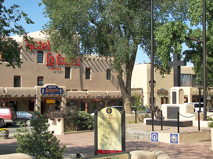 The historic Hotel La Fonda anchors Taos Plaza like a beloved character actor in a Western. It's been the town's living room since the 1820s. 