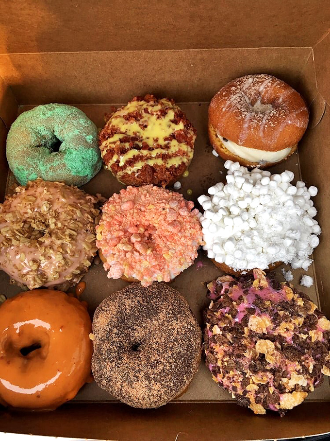 It's like the United Nations of donuts – every delicious delegate representing a different flavor nation in perfect sugary harmony.