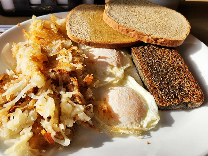 The breakfast of champions isn't cereal—it's eggs, hash browns, and that magnificent slab of scrapple that makes life worth living.