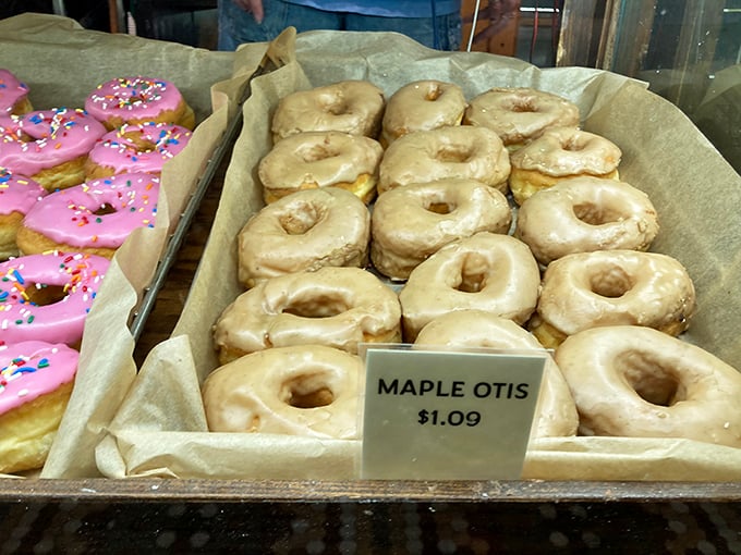 The Maple Otis donuts glisten with possibility. That perfect glaze catches the light like nature intended maple to shine.
