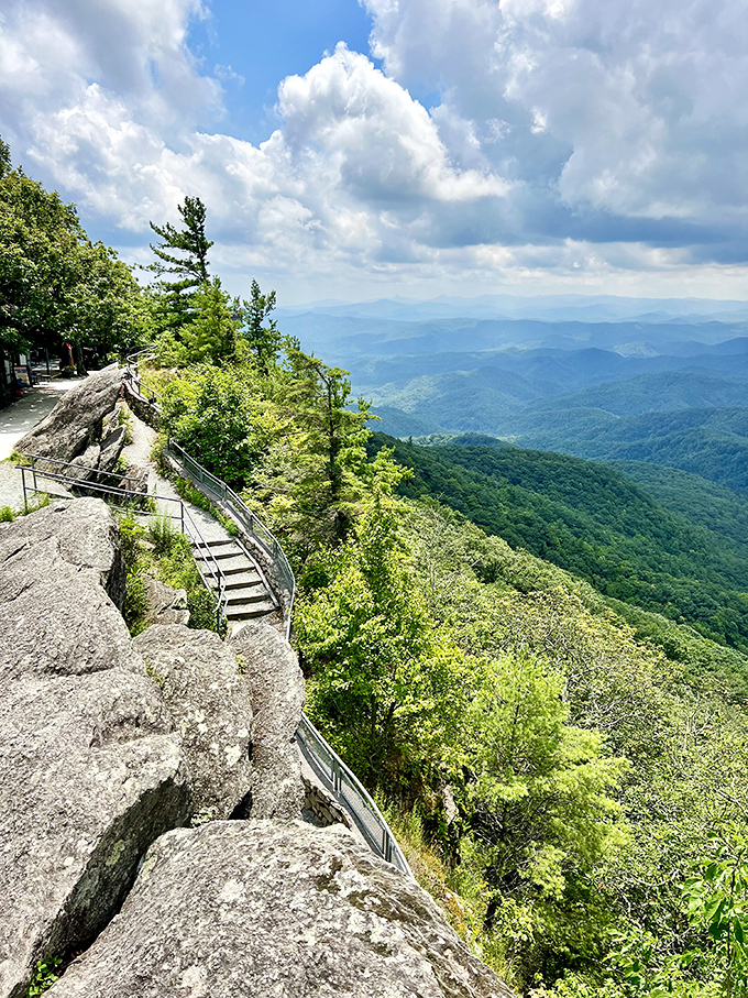 The famous Blowing Rock offers views that make smartphone cameras feel woefully inadequate. That stairway practically begs you to descend into panoramic heaven.
