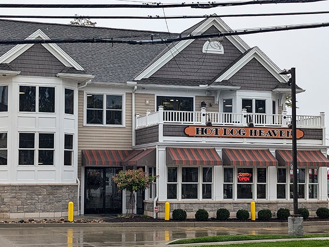 Hot Dog Heaven's charming two-story building suggests what might happen if your grandmother decided to open a hot dog empire.