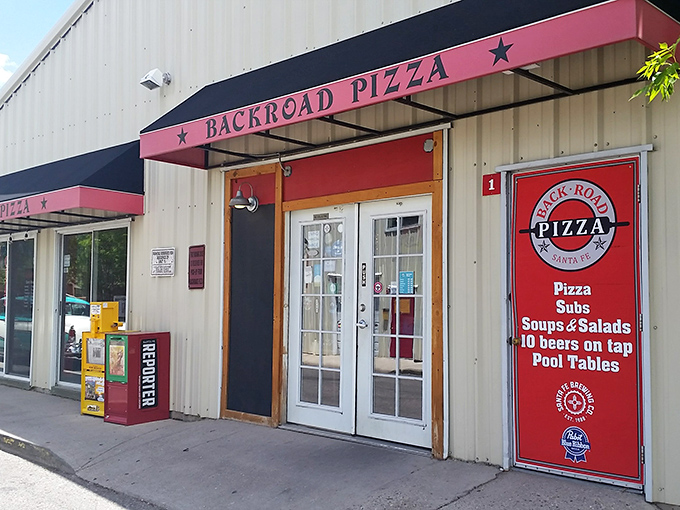 The straightforward entrance belies the complexity within – Back Road Pizza doesn't need flashy signs when their reputation does the talking.