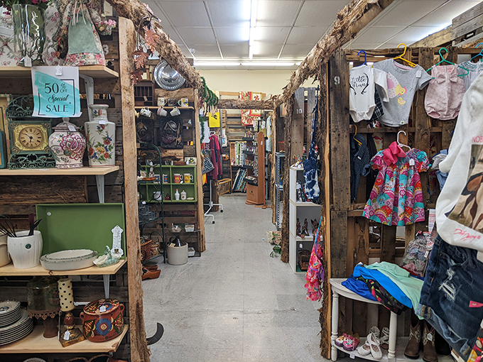 Vintage shopping heaven! Where else can you find farmhouse chic and collectible oddities sharing the same perfectly weathered shelf?