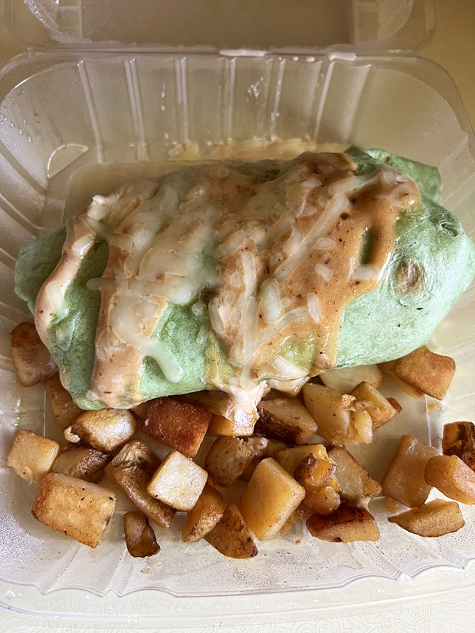 Like finding the Hope Diamond in a tortilla—this burrito delivers the perfect ratio of fillings to wrapper, the breakfast equivalent of winning the lottery.