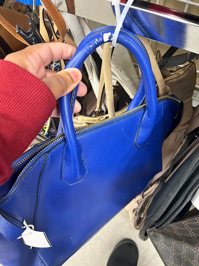 That electric blue leather handbag isn't just a purse—it's someone's fashion statement waiting for its second act at a fraction of retail.