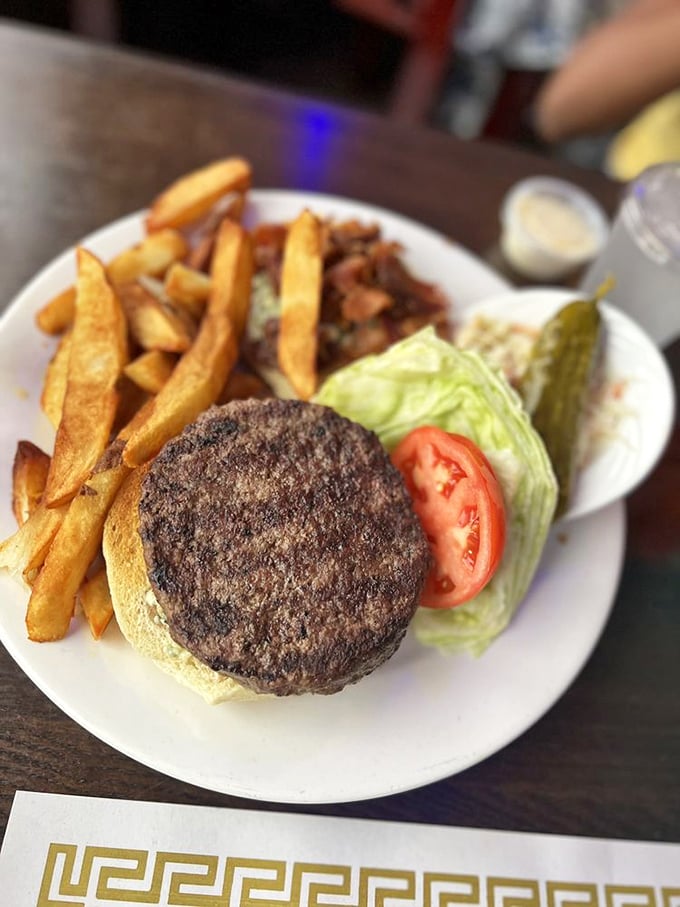 This isn't just a burger—it's architecture. The structural integrity of that patty deserves an engineering award.