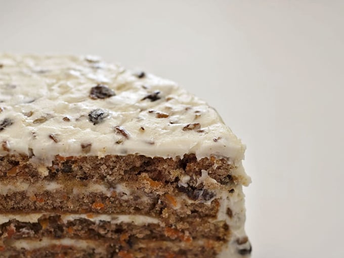 Layers upon layers of moist carrot cake—like reading a delicious novel where every page is better than the last.