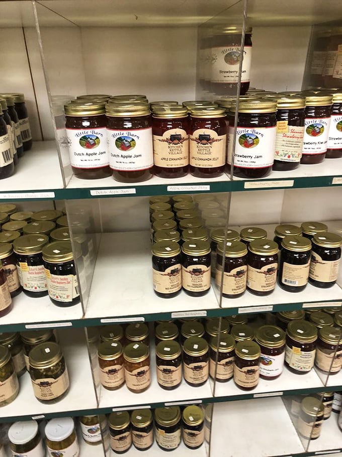 Shelves lined with homemade jams and preserves let you take a taste of Lancaster County home—breakfast will never be the same again.