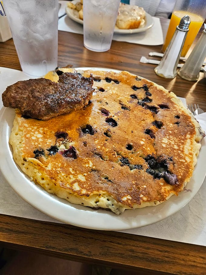 Blueberry pancakes the size of vinyl records – because in West Virginia, breakfast isn't just a meal, it's preparation for conquering mountains.