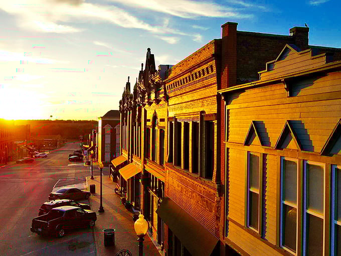 These brick buildings have witnessed over a century of Oklahoma sunsets, and somehow they still look their best in that magic evening light.