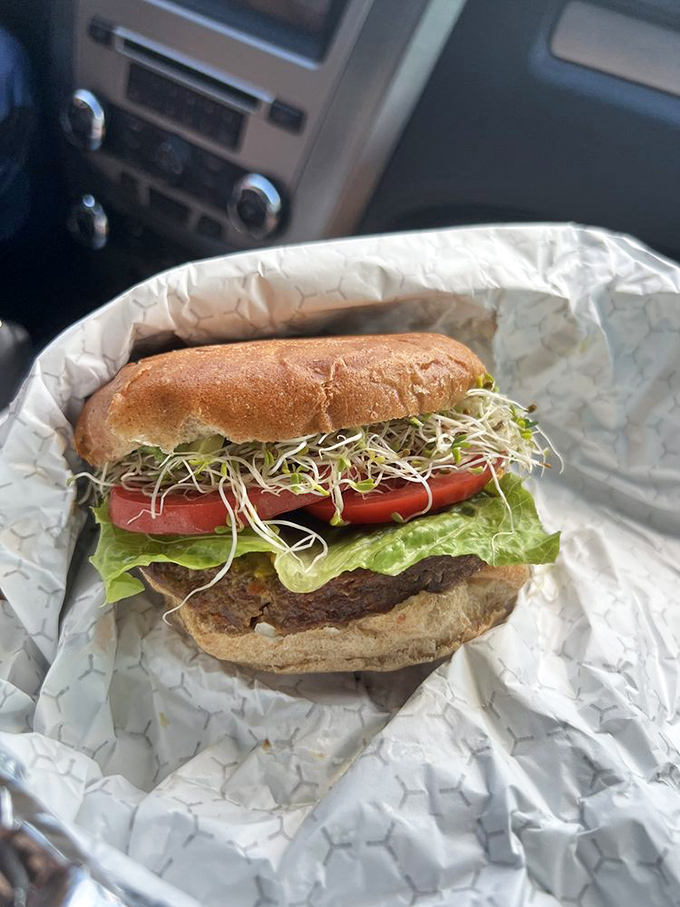 Their veggie burger defies the meat-free stereotype—overflowing with sprouts and fresh veggies that would make even carnivores consider conversion.