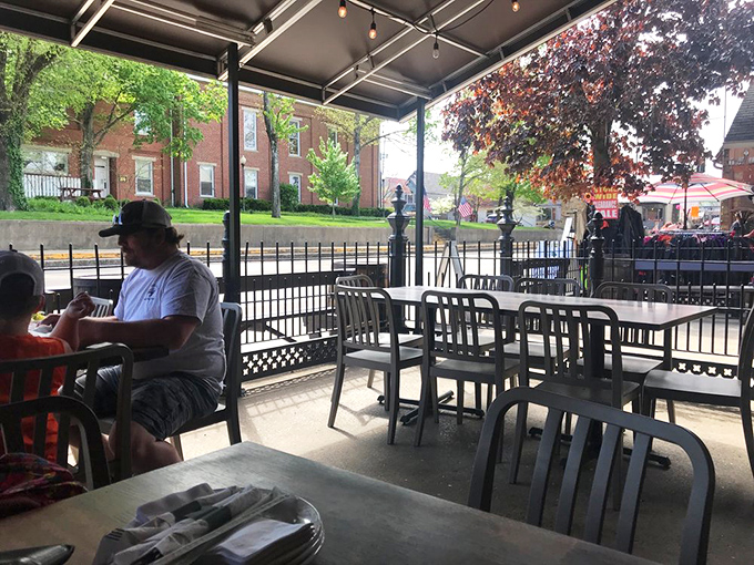 The outdoor patio at Big Woods offers front-row seats to Nashville's charming streetscape. People-watching and pizza-eating – name a more perfect combination.