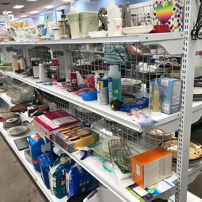 The housewares section tells stories of dinner parties past, where one person's "finally decluttered" becomes another's "finally found."