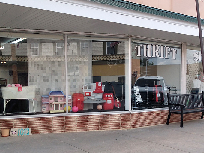 Small-town charm meets big-time bargains at Ellis Community Thrift Shop's unassuming storefront.