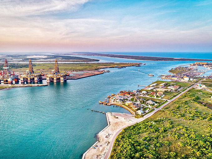 The azure waters of Port A stretch to the horizon, proving everything really is bigger in Texas – even the views.