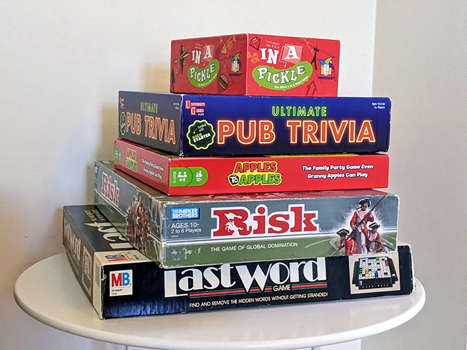 Board game archeology at its finest – these boxes contain not just games but time capsules of family nights before Netflix existed.