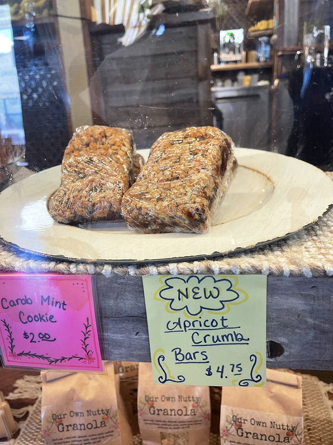 These apricot crumb bars sitting alongside homemade granola aren't just dessert; they're edible sunshine that grandma wishes she'd invented.