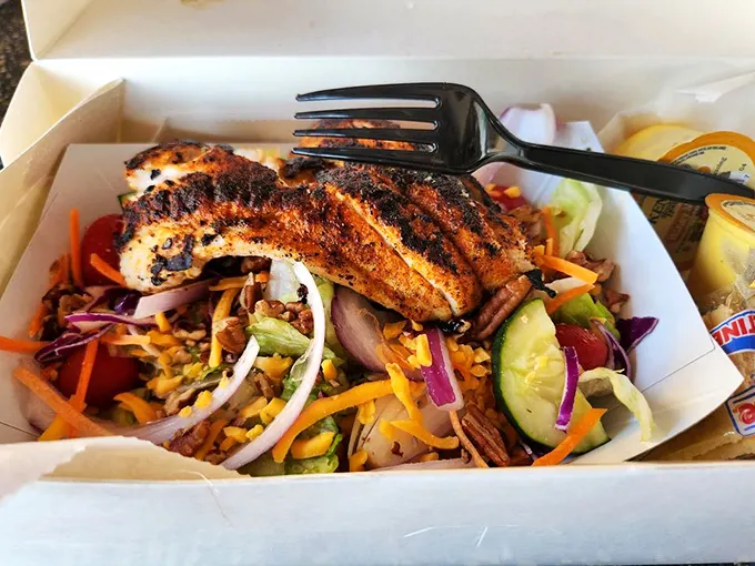 When your salad comes topped with fish this good, you'll forget you're technically eating healthy.