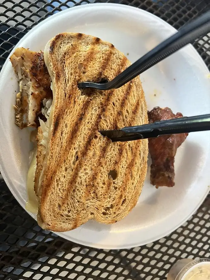 The Mahi Reuben—where Florida Keys seafood meets New York deli tradition in a sandwich romance that actually works.