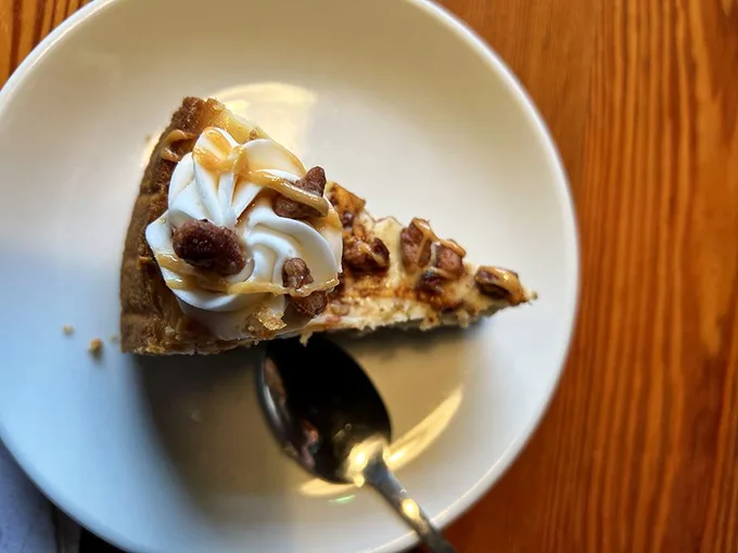 Not all treasure comes in wooden chests. Sometimes it arrives on a white plate topped with whipped cream and pecans.