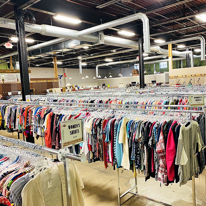 The women's clothing section stretches to the horizon. Like a treasure map where X marks the spot for that perfect blouse you didn't know you needed.