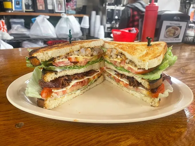 The club sandwich: three stories of deliciousness held together by those little wooden spears that somehow make everything taste better.