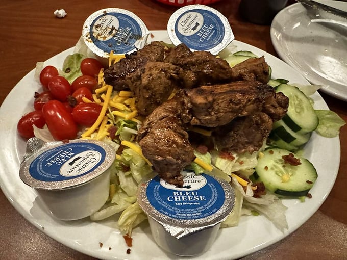 When steak meets salad, it's not a compromise—it's getting the best of both worlds. Those blue cheese cups are little flavor grenades.