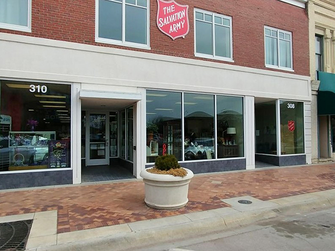 The Salvation Army's historic brick building – where vintage architecture houses vintage everything else.