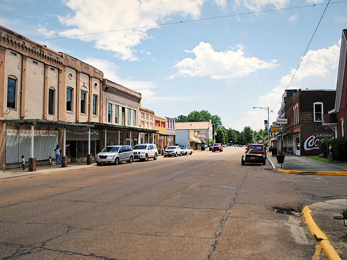 Water Valley's colorful main street – where old-fashioned storefronts have found new life while keeping their vintage soul. 