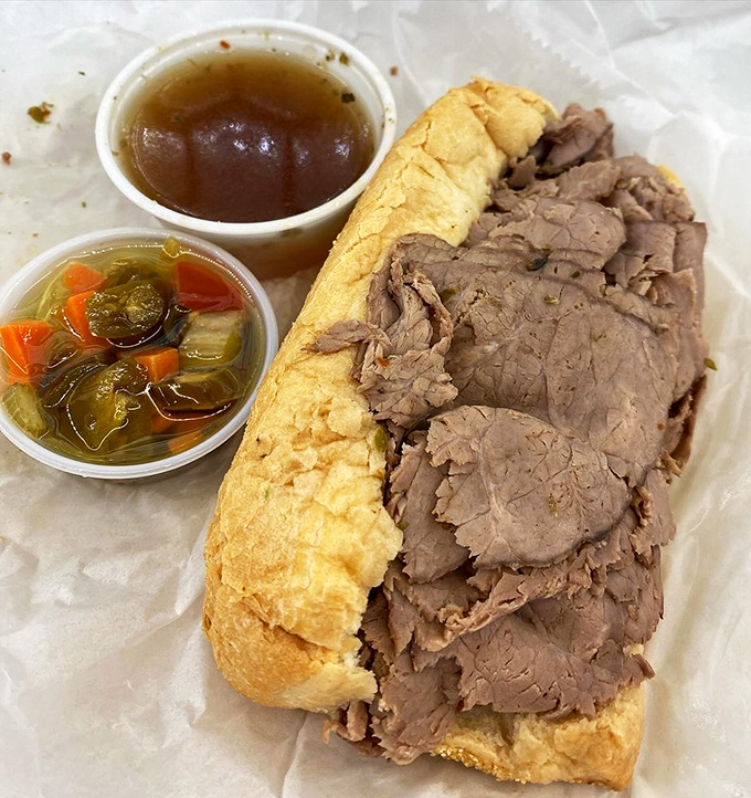 The Italian beef in all its glory – a sandwich so perfectly executed it could make a Chicago expatriate weep with nostalgia.
