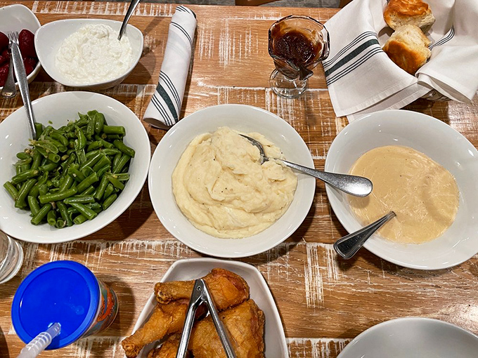Family-style sides that remind you why sharing is both caring and strategic—you'll want to try everything on this table.