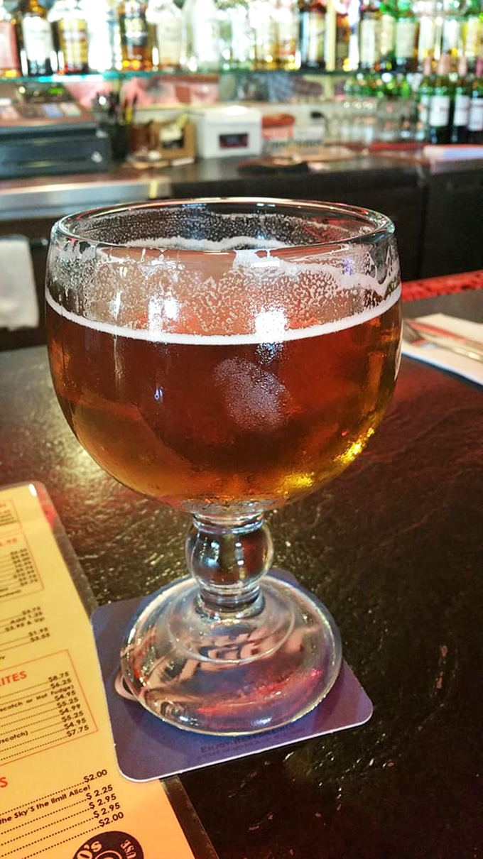 This isn't just beer—it's liquid amber served in a goblet fit for roadside royalty. The perfect companion for a journey through American culinary classics.