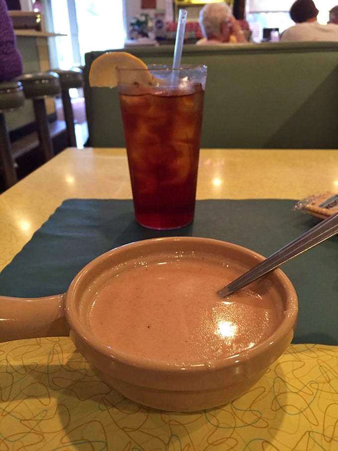 A bowl of soup and sweet tea – the Southern version of meditation that costs less than yoga and tastes infinitely better.