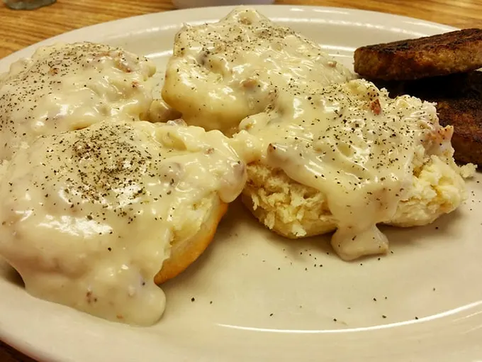 Biscuits swimming in gravy – the Southern equivalent of a warm hug. Comfort food that whispers, "Take a nap after this."