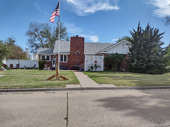 Bob Dole's childhood home stands as a testament to Russell's values—modest, sturdy, and proudly flying the flag that Dole himself served.