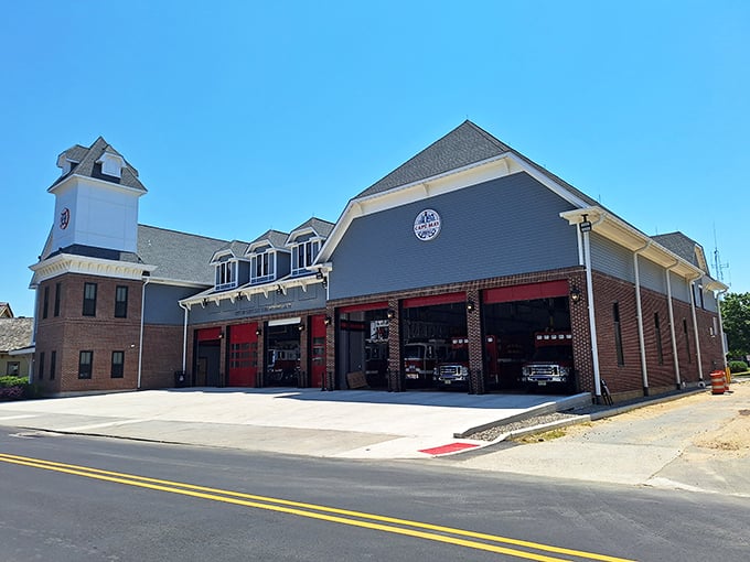 Even emergency services get the architectural memo in Cape May. This fire station looks ready for both blazes and historical society photography sessions.