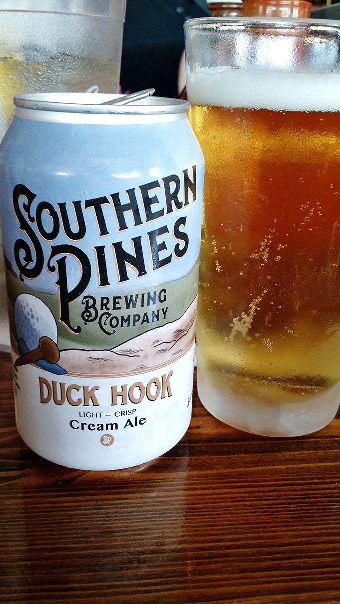 Nothing complements smoky barbecue quite like a crisp local brew. Southern Pines Brewing's Duck Hook Cream Ale makes for the perfect palate refresher.