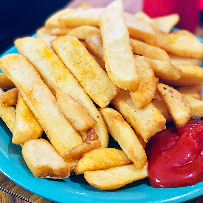 Even the french fries get the royal treatment here, crispy on the outside and fluffy inside—the potato's highest calling.