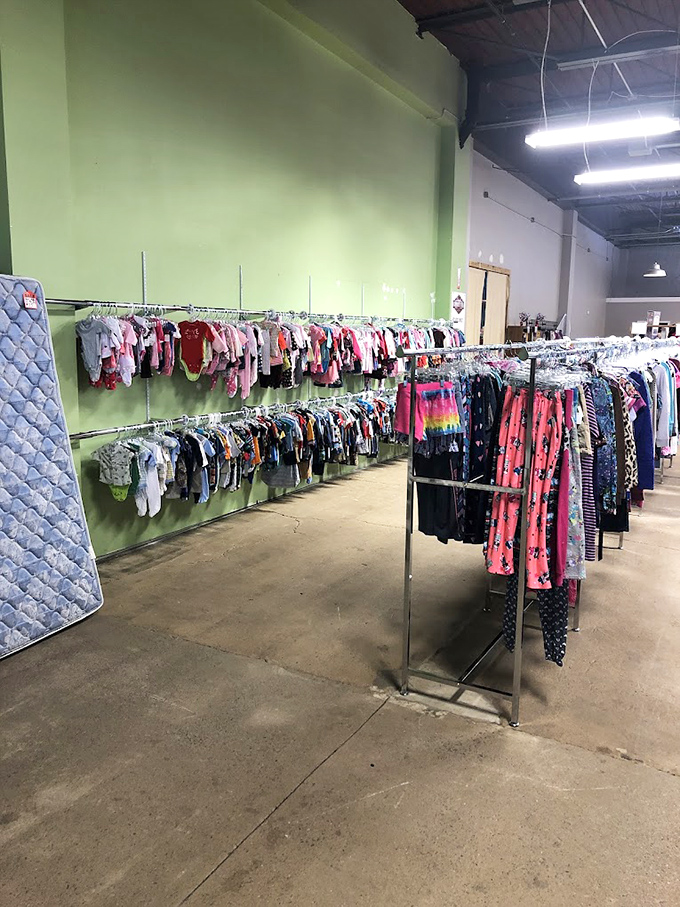 Tiny fashions for tiny humans, all meticulously organized. The kids outgrow them in minutes, but at these prices, who cares?