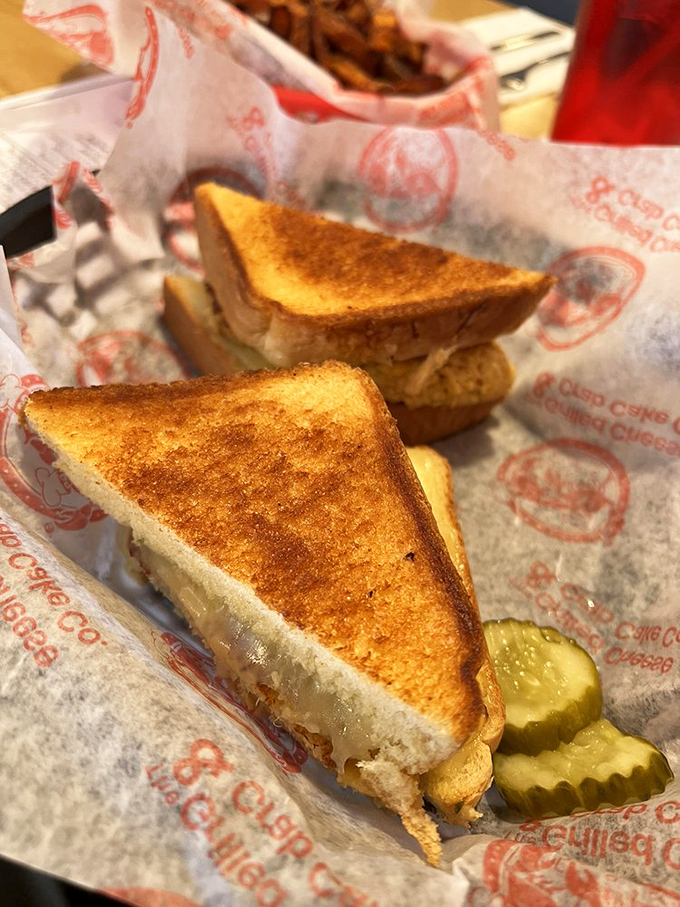 The perfect grilled cheese isn't just melted—it's transformed. Cut diagonally, of course, because we're not barbarians.