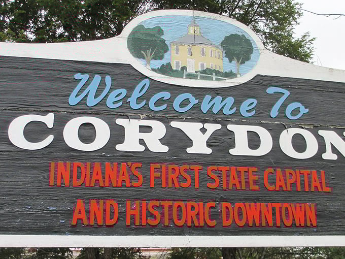 The welcome sign says it all—you're not just entering a town, you're stepping into a chapter of Indiana history that's still being written.