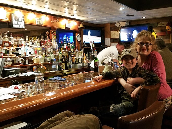 The well-stocked bar promises liquid companionship for your culinary journey, whether you're celebrating or just Tuesday.