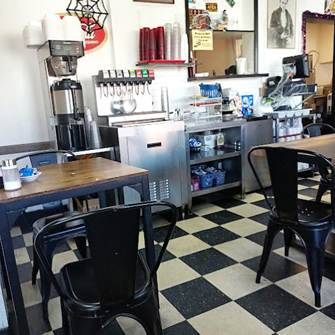 The coffee station – command central for this diner universe where caffeinated dreams are fulfilled and morning grumps are transformed into functioning humans.