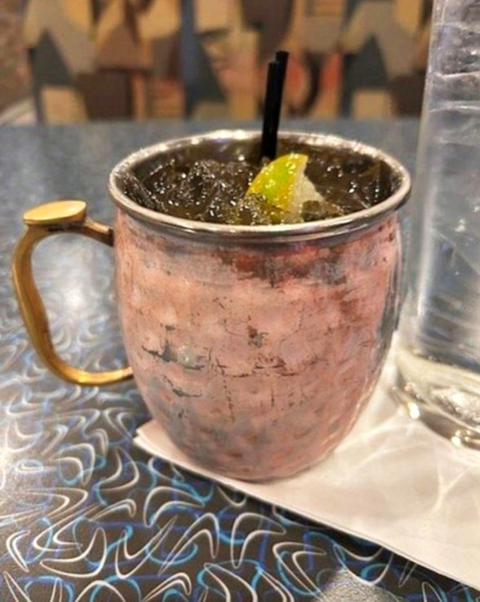 This isn't just a Moscow Mule—it's a copper-clad conversation starter with lime perched like a jaunty hat on a fizzy adventure.