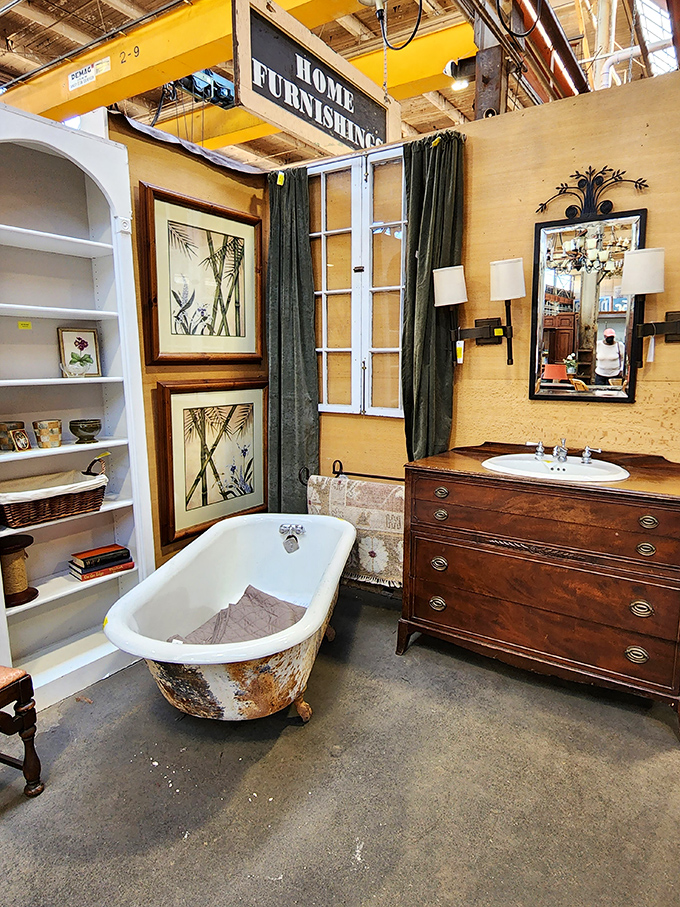 A staged bathroom vignette that makes you suddenly believe a claw-foot tub is exactly what's been missing from your life all along.
