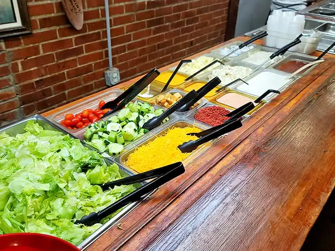 The salad bar offers a fresh counterpoint to hearty mains, though let's be honest—you're not here for the lettuce.