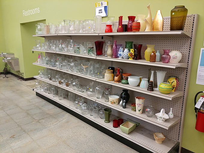Vase paradise or your grandmother's china cabinet explosion? Either way, these glass treasures are waiting to hold your farmers' market flowers or just look pretty.