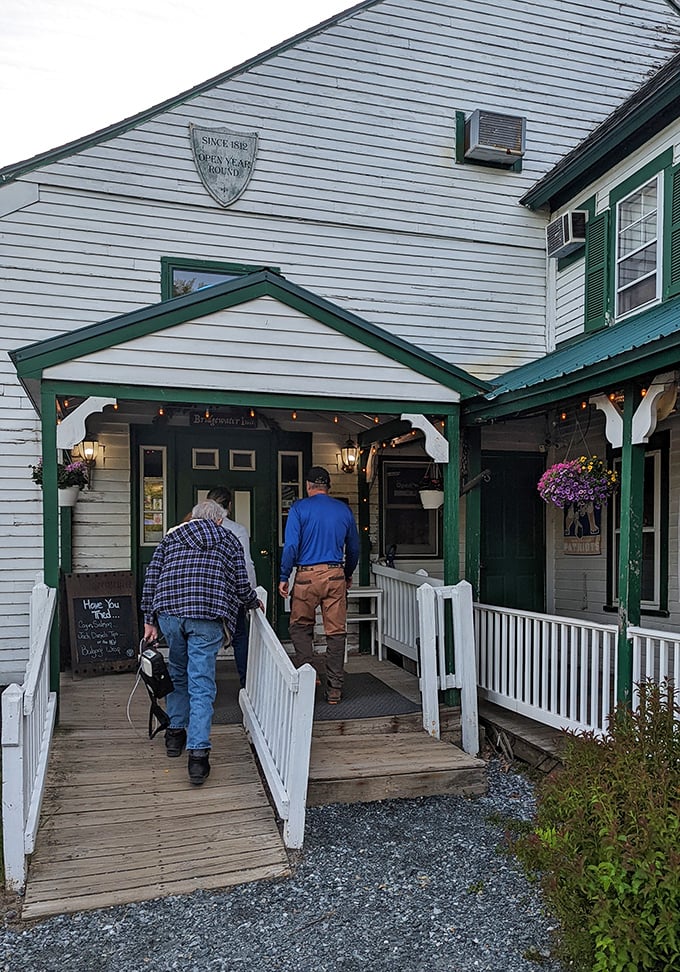 The Bridgewater Inn's welcoming porch light says, "Come in, stranger – leave as a well-fed friend."